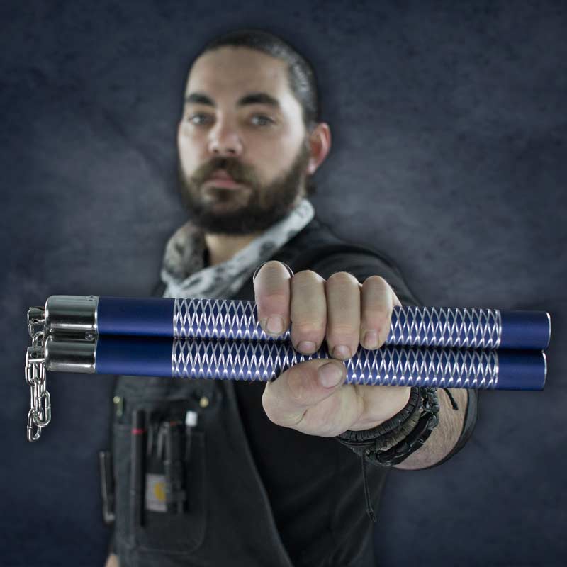 Blue Competition Aluminum Nunchucks - Lightweight Metal Nunchaku - High ...