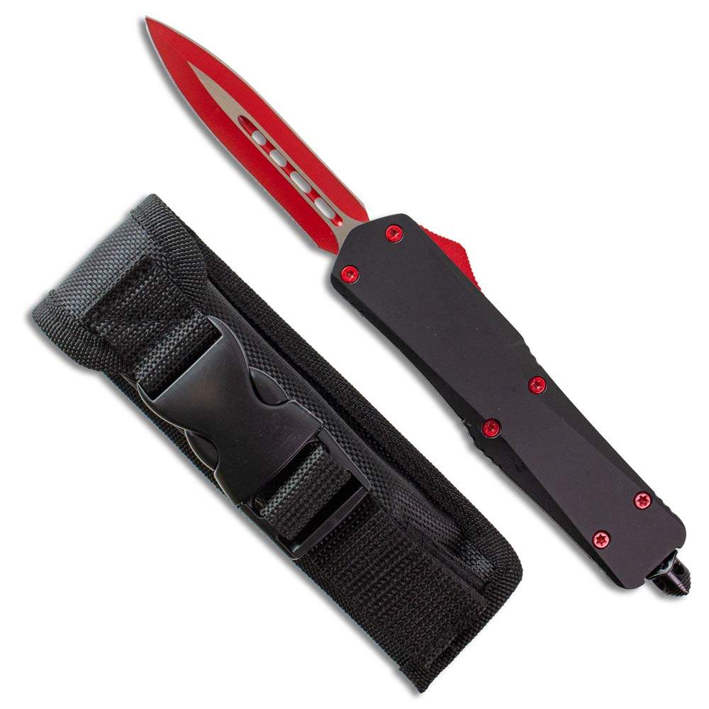 Red Blade OTF Knife | Durable Automatic OTF Knife with Red Blade