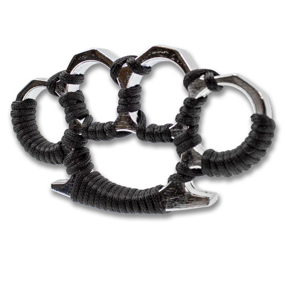 Silver Cord Wrapped Knuckles - Self Defense Brass Knuckles