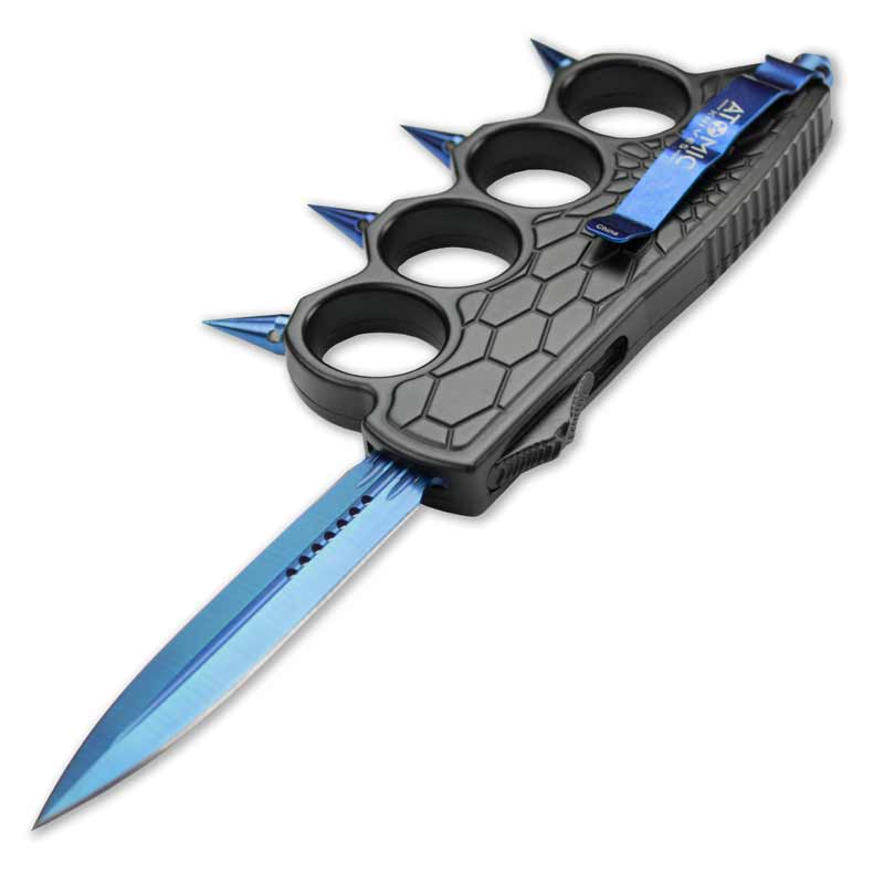 Spiked Brass Knuckles Knife 9" Tactical Knuckle OTF MEGAKNIFE