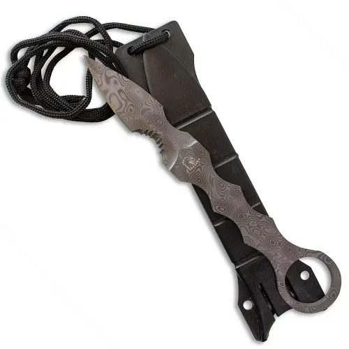 Damascus Tactical Combat Dagger - Compact Fixed Blade Knife