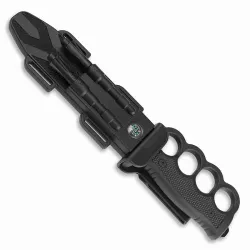 Dark Tactical Trench Knife - Black ABS Knuckle Knives - Serrated Bowie ...