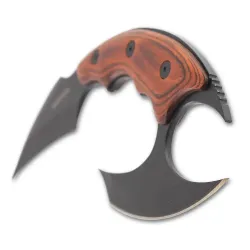 Dual Fist Blade Knife | Full-Tang Double Bladed Knife with Wood Handle